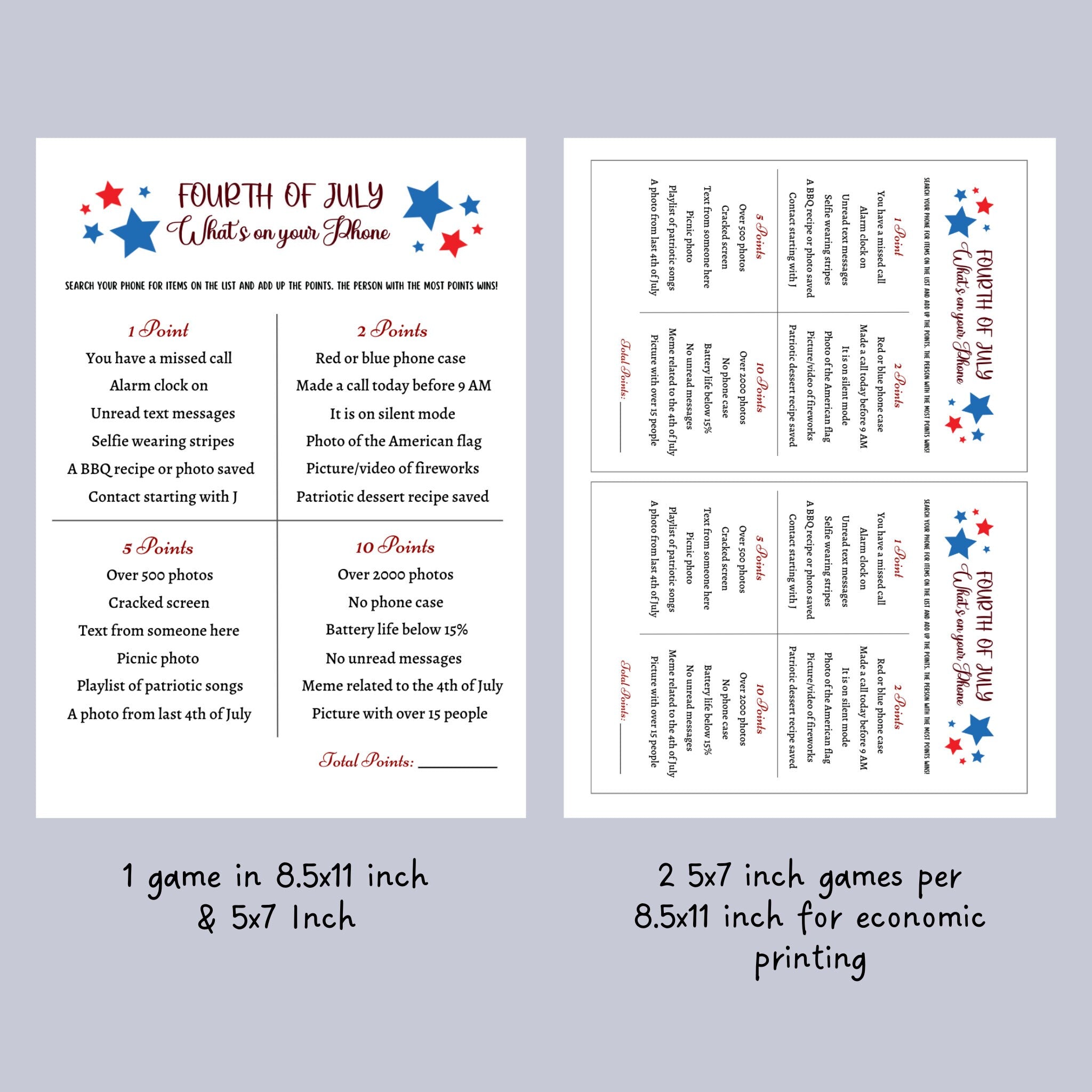 Independence Day Patriotic Party Games Printable, 4th of July Family A ...