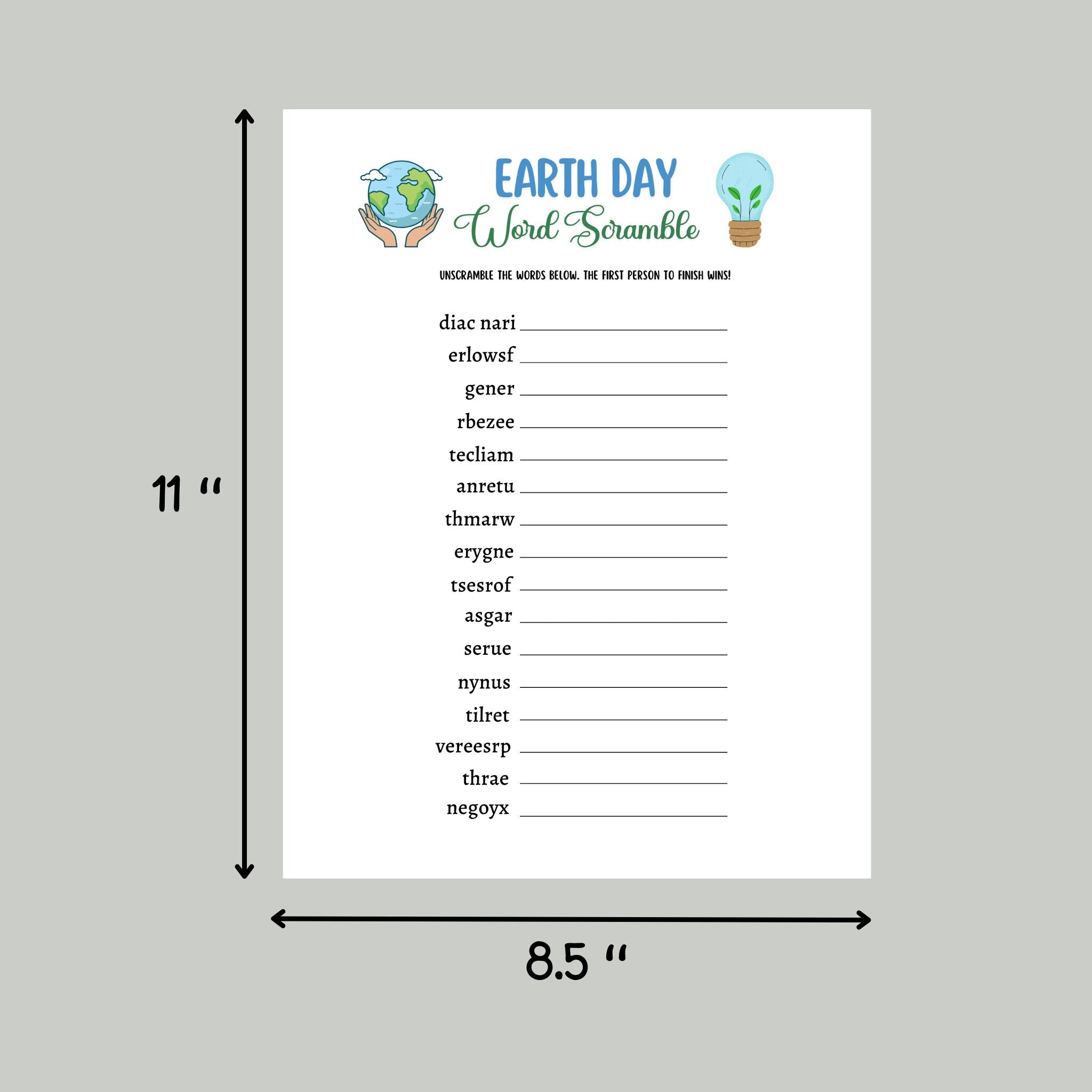 Earth Day Word Search & Word Scramble Game Printable Activity for Kids ...