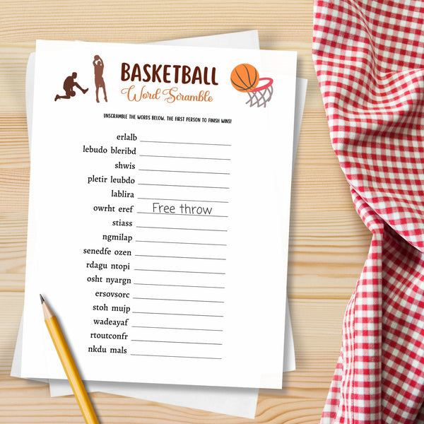 Basketball Word Scramble Game Printable, Tailgate Party Activity Adult ...
