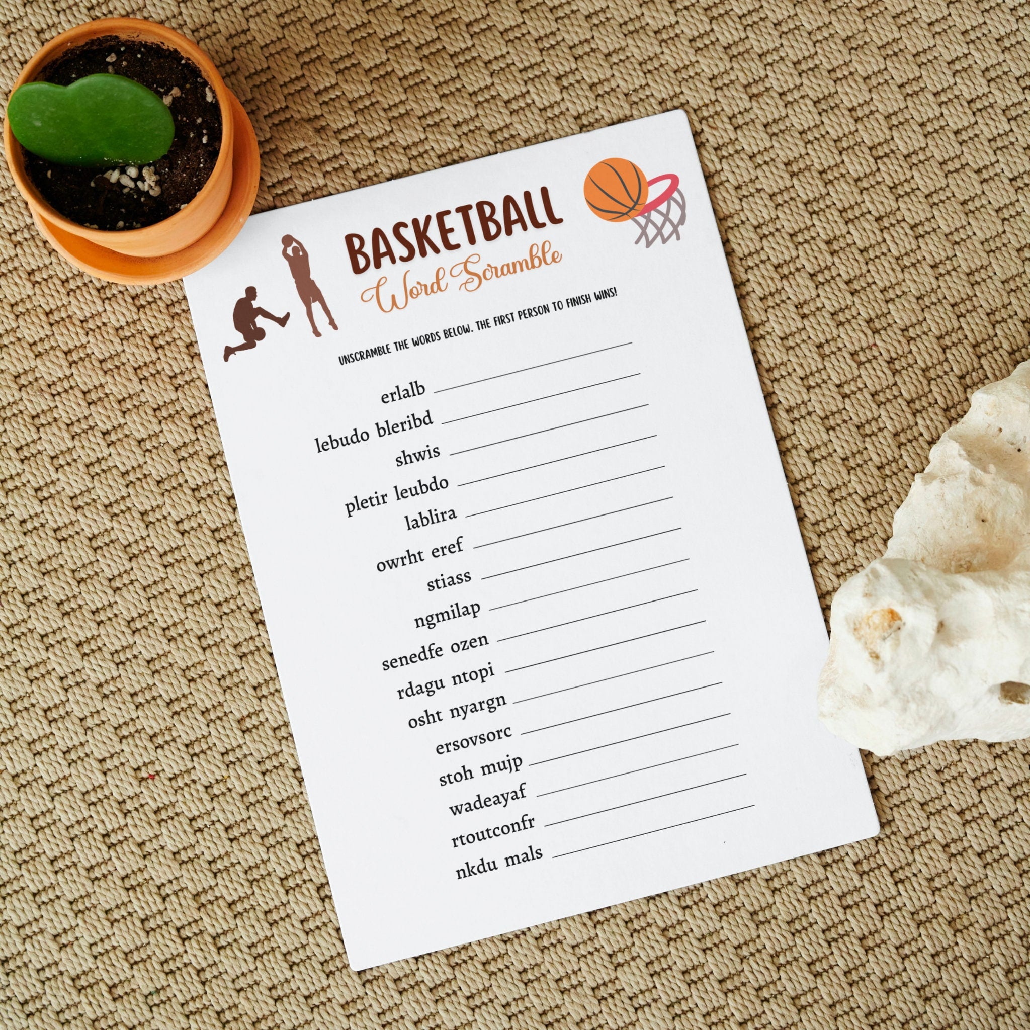 Basketball Word Scramble Game Printable, Tailgate Party Activity Adult ...