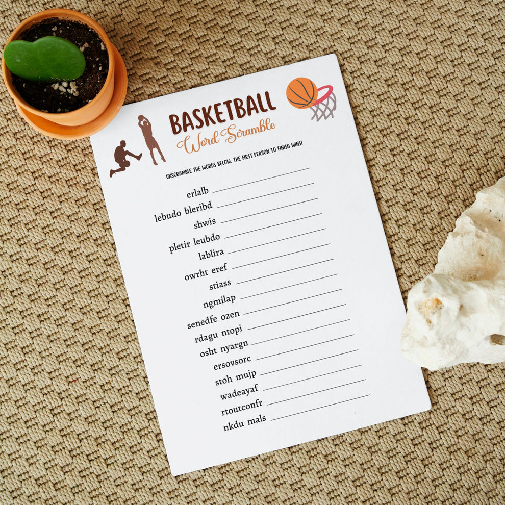 Basketball Word Scramble Game Printable, Tailgate Party Activity Adult ...
