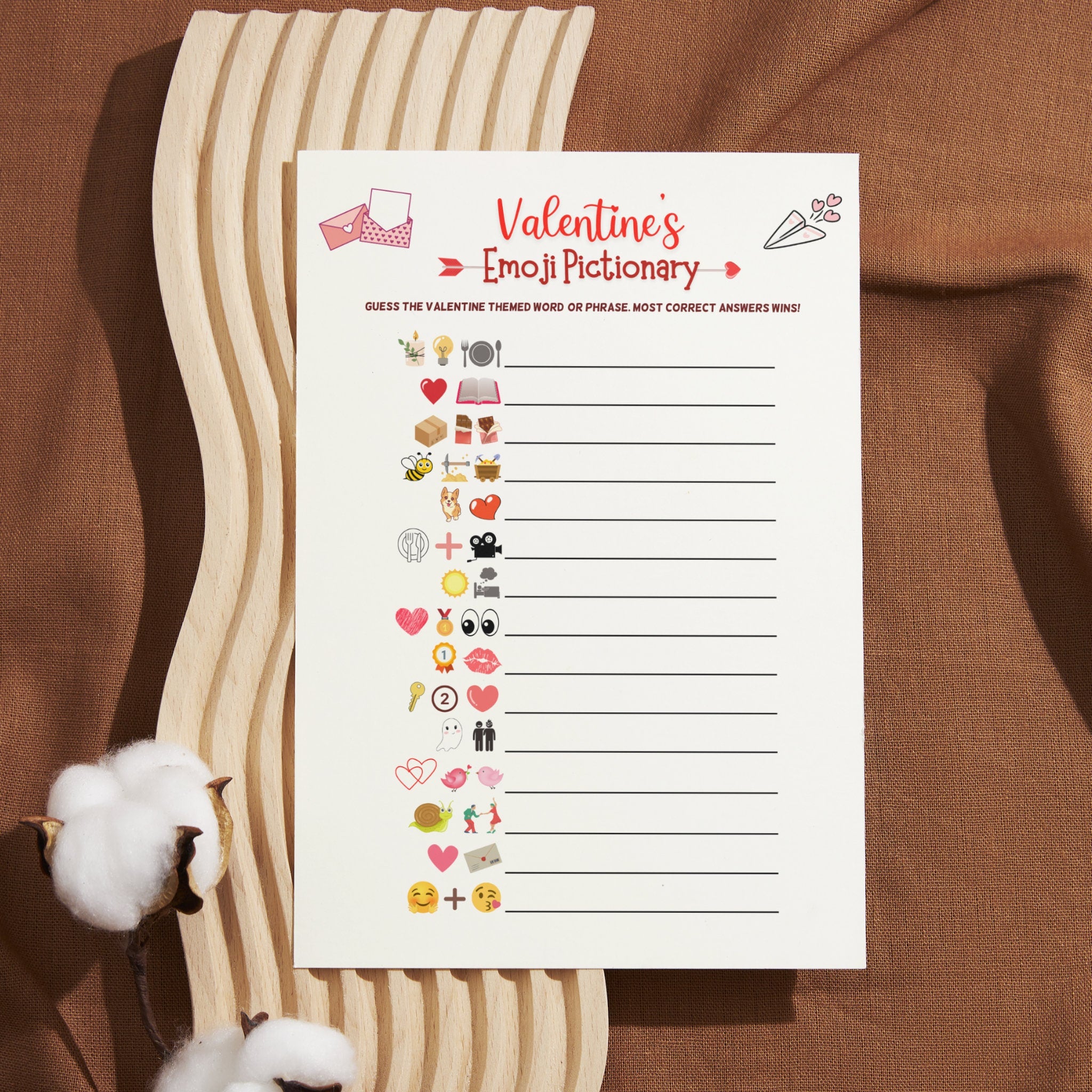 Valentines Day Emoji Pictionary Game Printable, Romantic Movie Emoji G ...