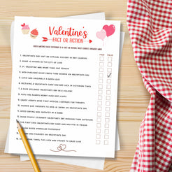 Valentines Day Fact or Fiction Game Printable, True or False Trivia Ac ...