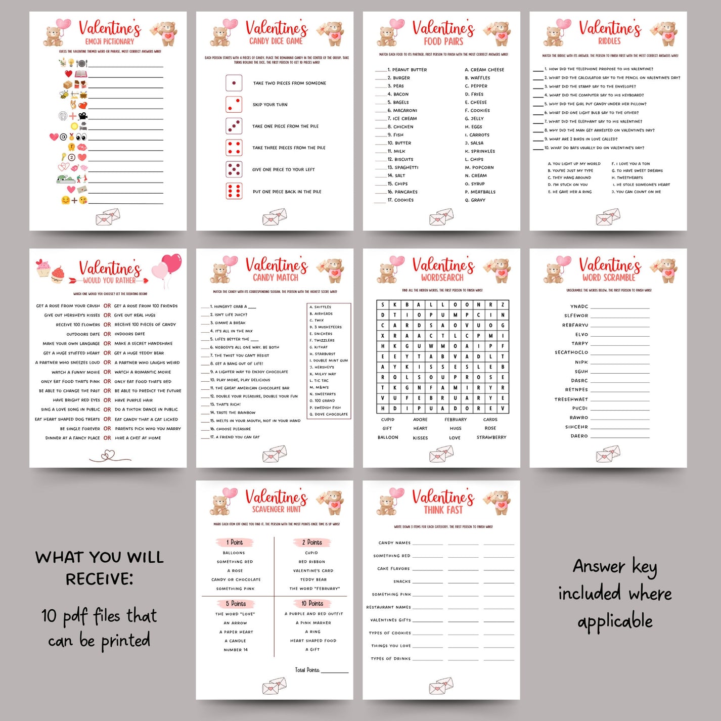 Valentines Day Game For Kids Printable, Classroom Party Activity ...
