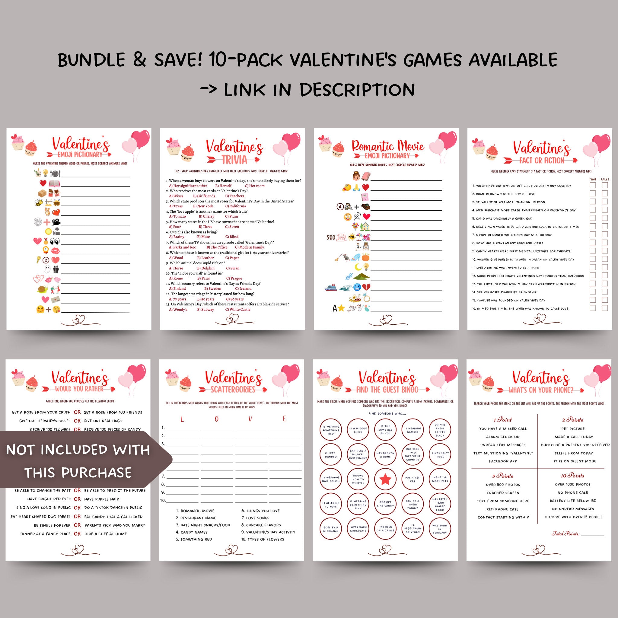 Valentines Day Fact or Fiction Game Printable, True or False Trivia Ac ...