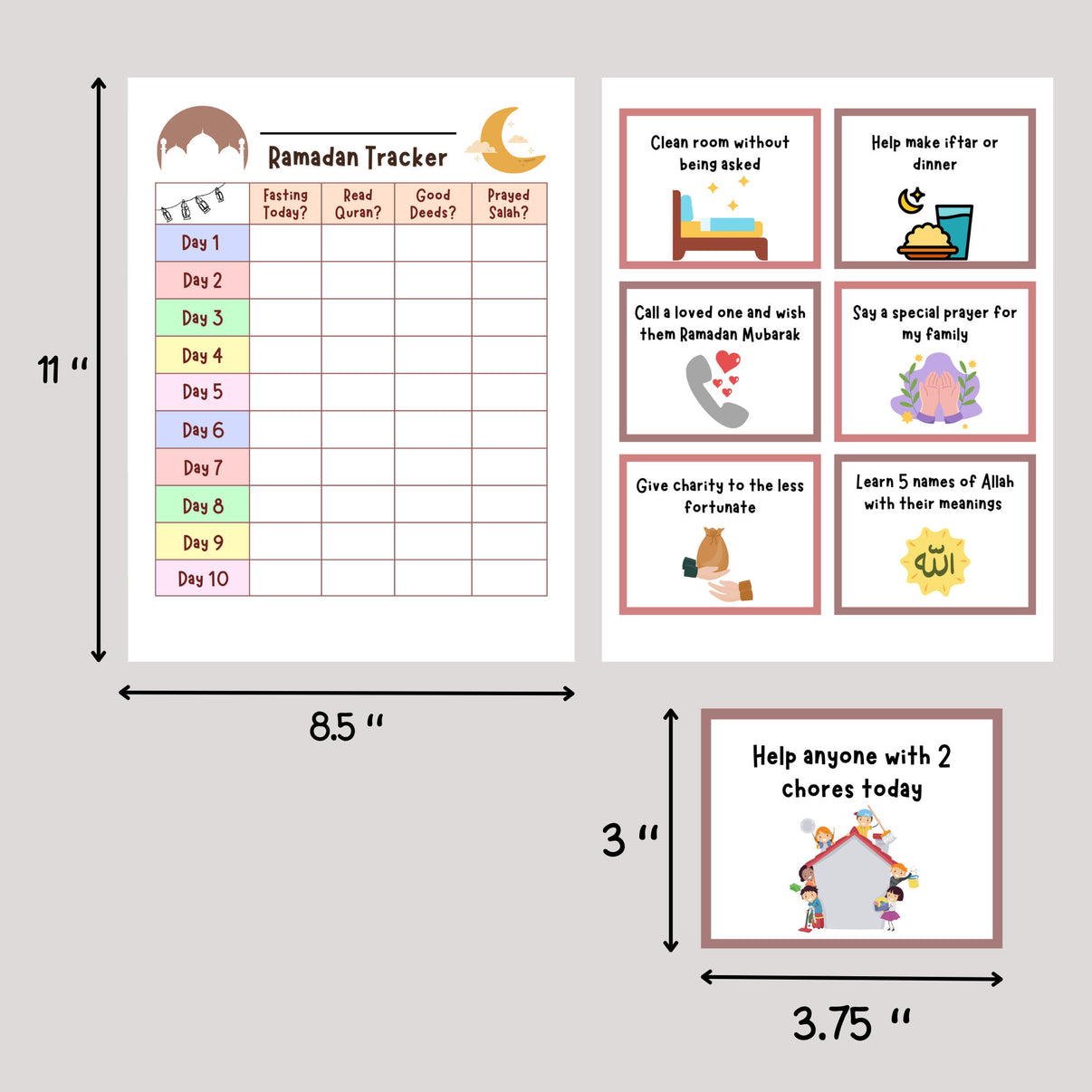 30 Ramadan Good Deeds Cards Printable, Kids Fasting Chart Tracker ...