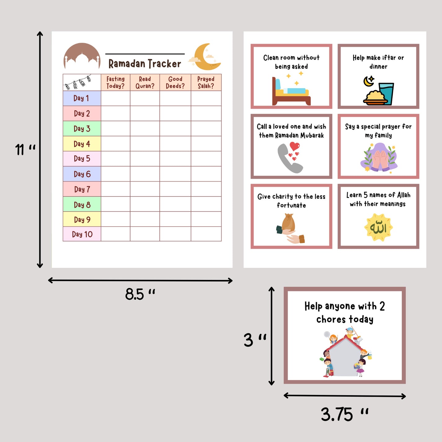 30 Ramadan Good Deeds Cards Printable, Kids Fasting Chart Tracker ...