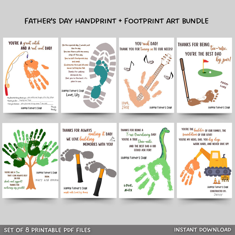 Father's Day Handprint & Footprint Art Crafts Printable, Gift for Dad ...