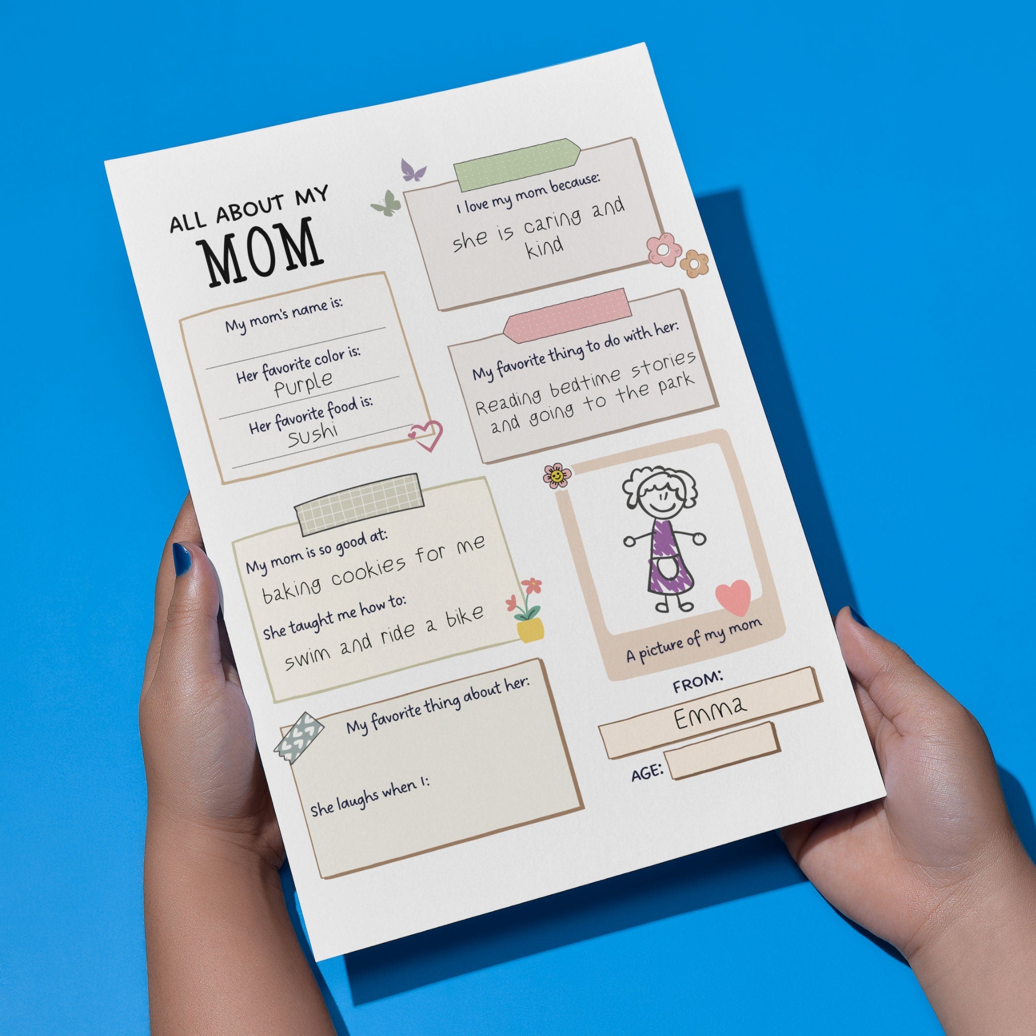 All About My Mom Survey Printable, Mothers Day Gift Idea – Scribbled LLC