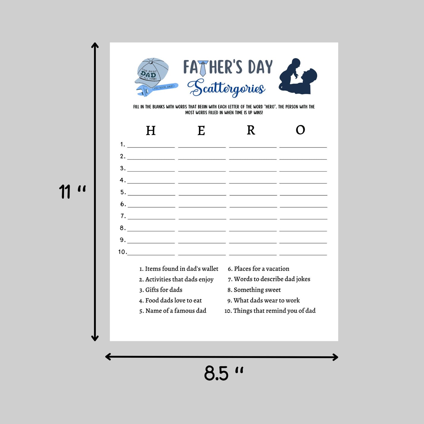 Father's Day Dad Jokes & Scattergories Game for Kids & Adults ...