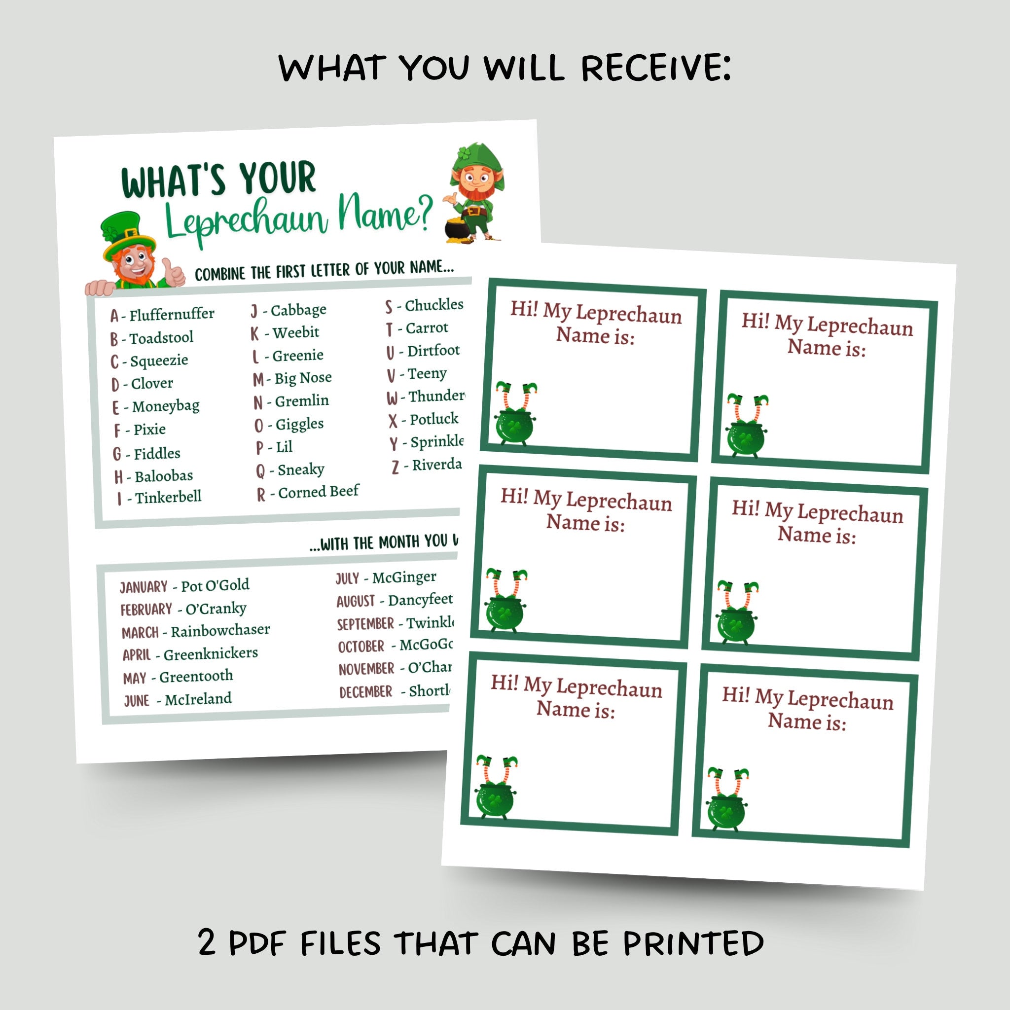 What's Your Leprechaun Name Game Printable, St Patricks Activity Kids ...
