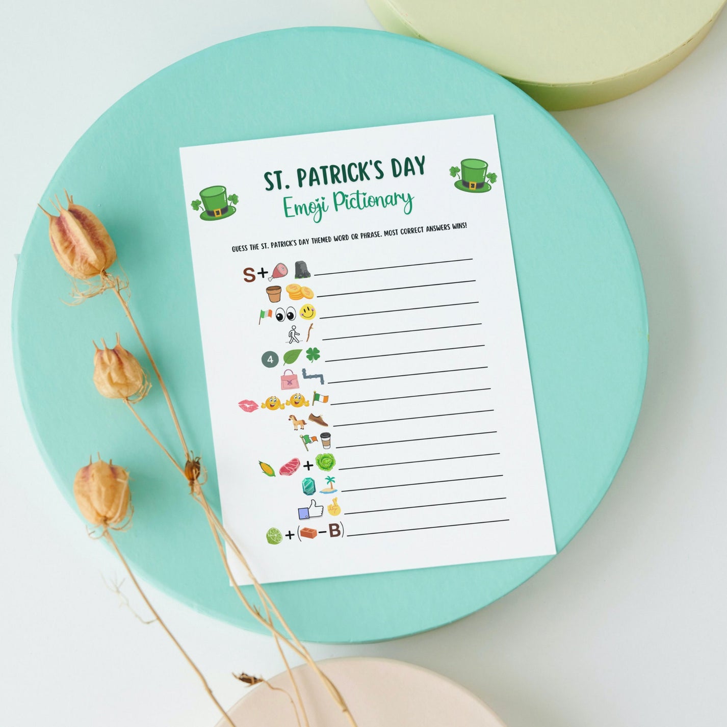 St Patricks Day Emoji Pictionary Game Printable Activity Adults & Kids ...
