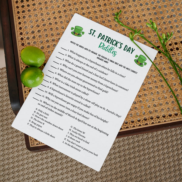St Patricks Day Riddles Game Printable Activity Adults & Kids ...