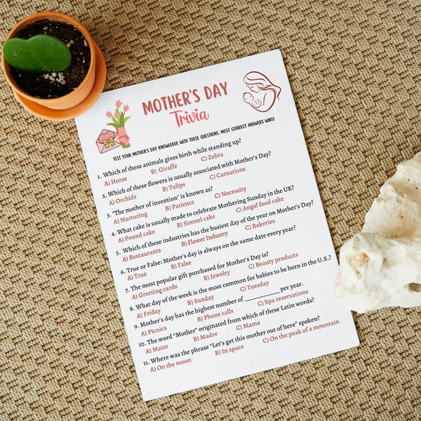 Mother's Day Trivia Game, Party Activity Idea Kids & Adults – Scribbled LLC