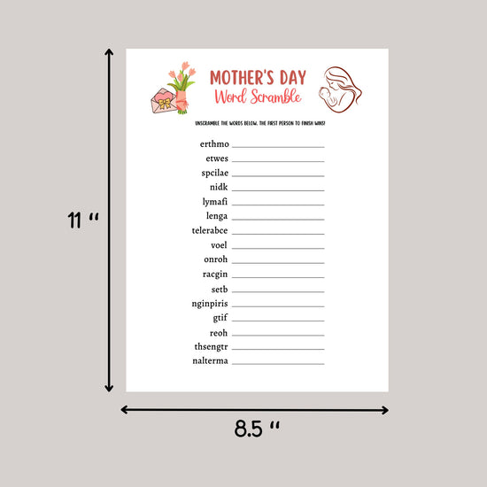 Mothers Day Party Word Games Printable for Kids & Adults – Scribbled LLC