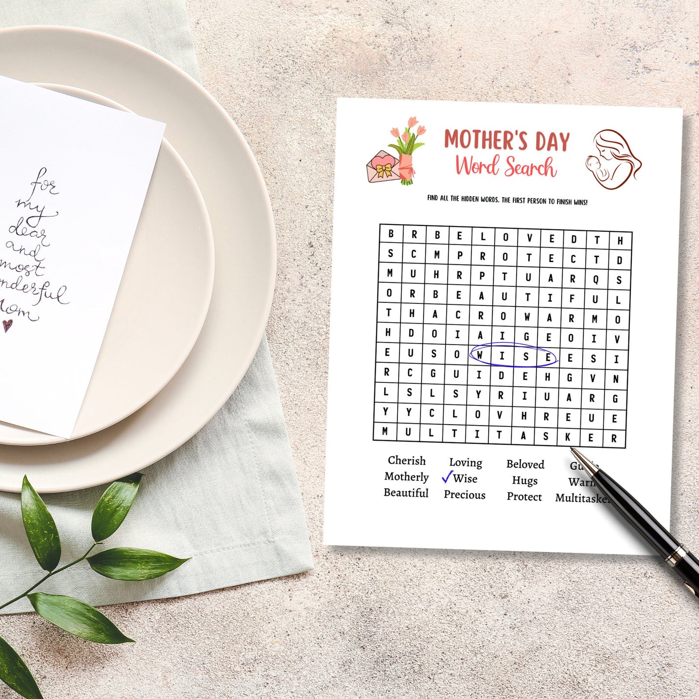 Mothers Day Party Word Games Printable for Kids & Adults – Scribbled LLC