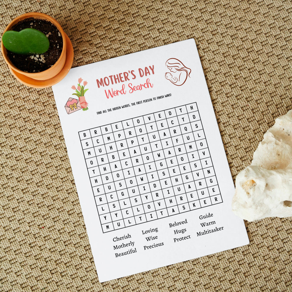 Mothers Day Party Word Games Printable for Kids & Adults – Scribbled LLC