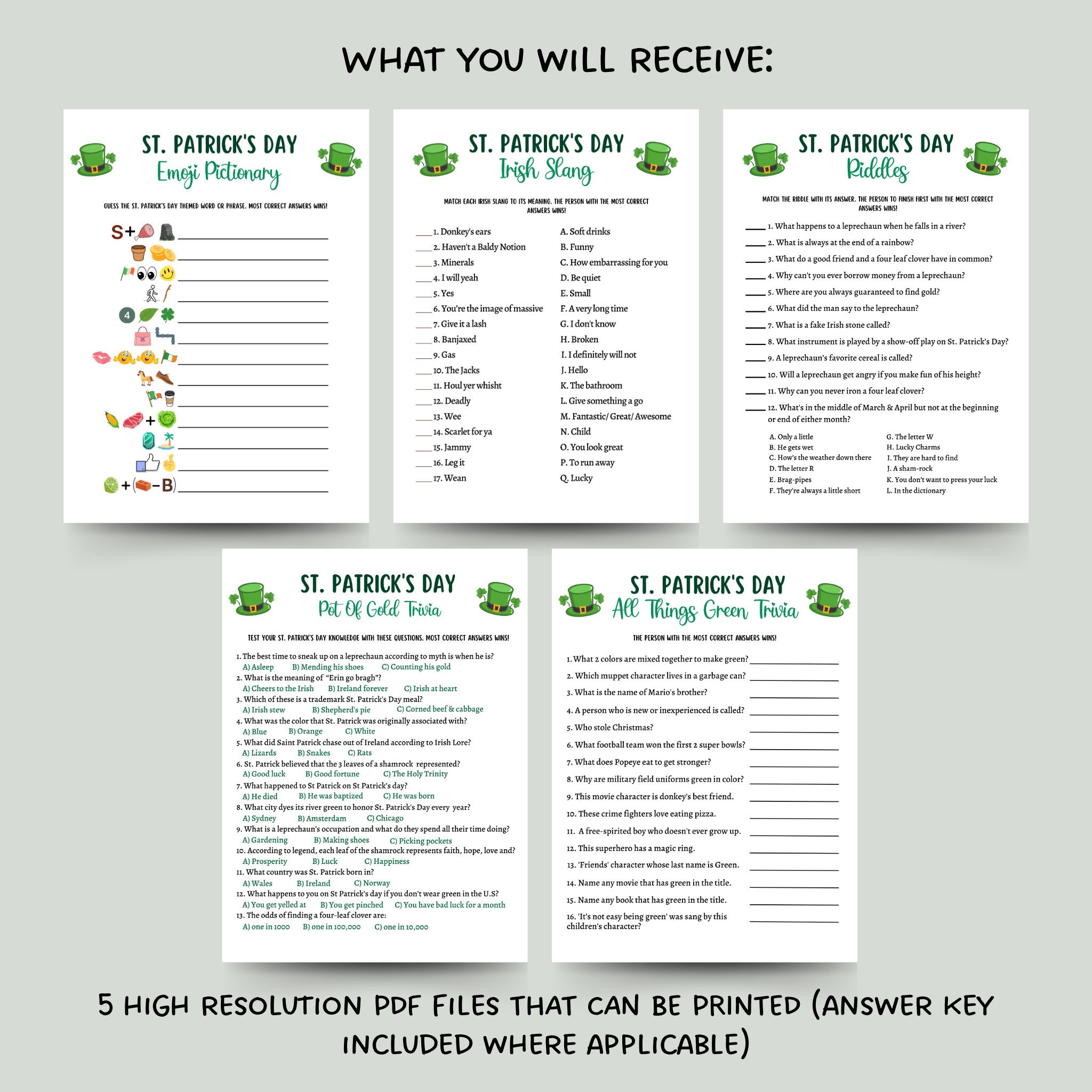 St Patricks Day Games Printable, Fun Irish Activity For Kids & Adults ...