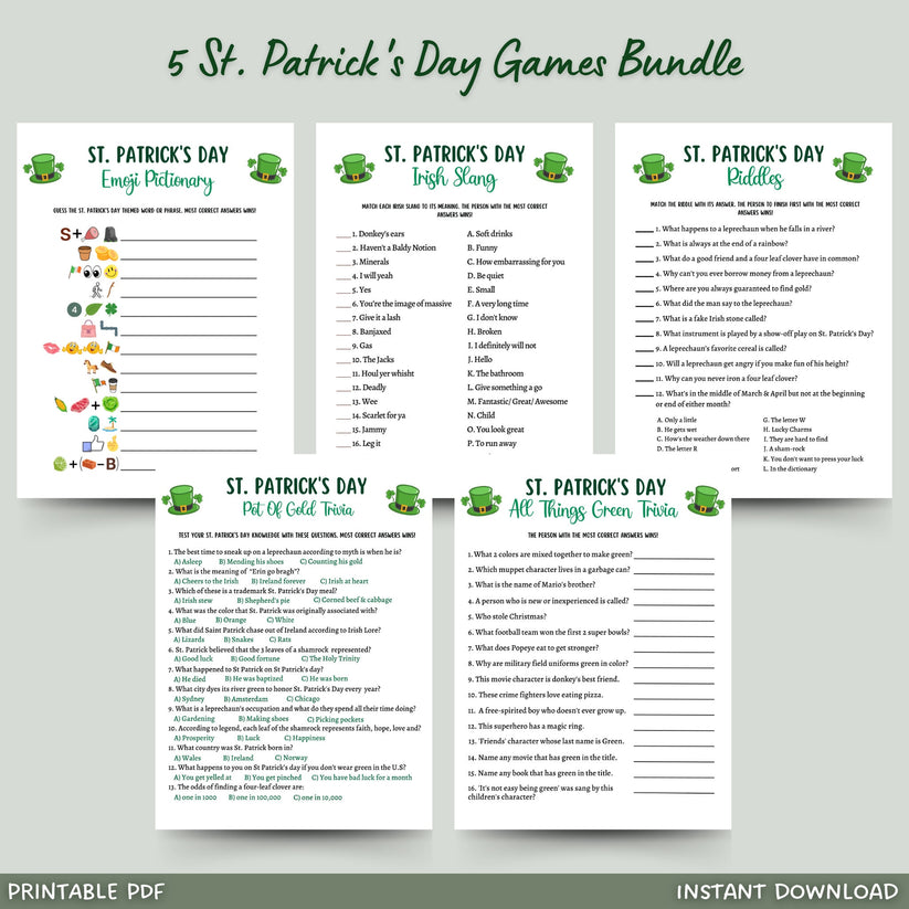 St Patricks Day Games Printable, Fun Irish Activity For Kids & Adults ...