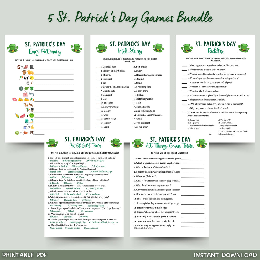 St Patricks Day Games Printable, Fun Irish Activity For Kids & Adults ...