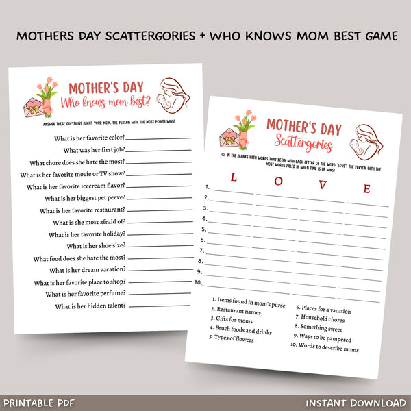 Mothers Day Party Game Kids & Adults, Classroom/ Family Activity Idea ...