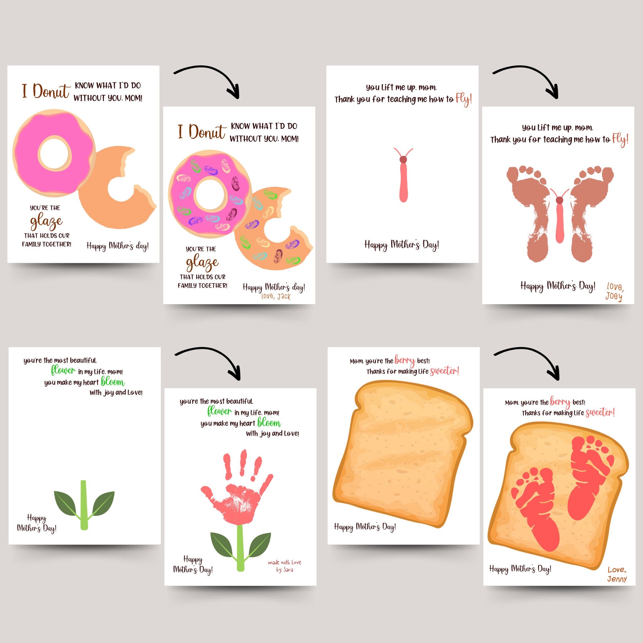 Mother’s Day Handprint & Footprint Art Crafts Printable for Kids ...