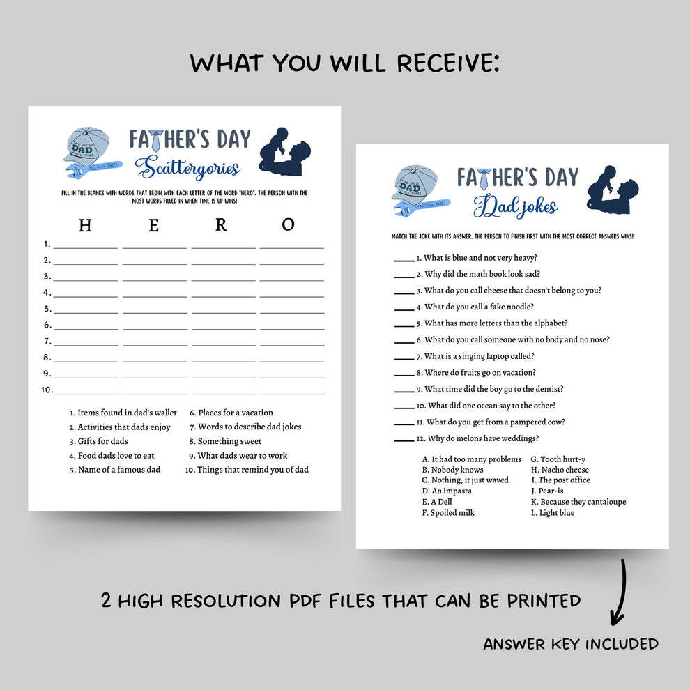 Father's Day Dad Jokes & Scattergories Game for Kids & Adults ...