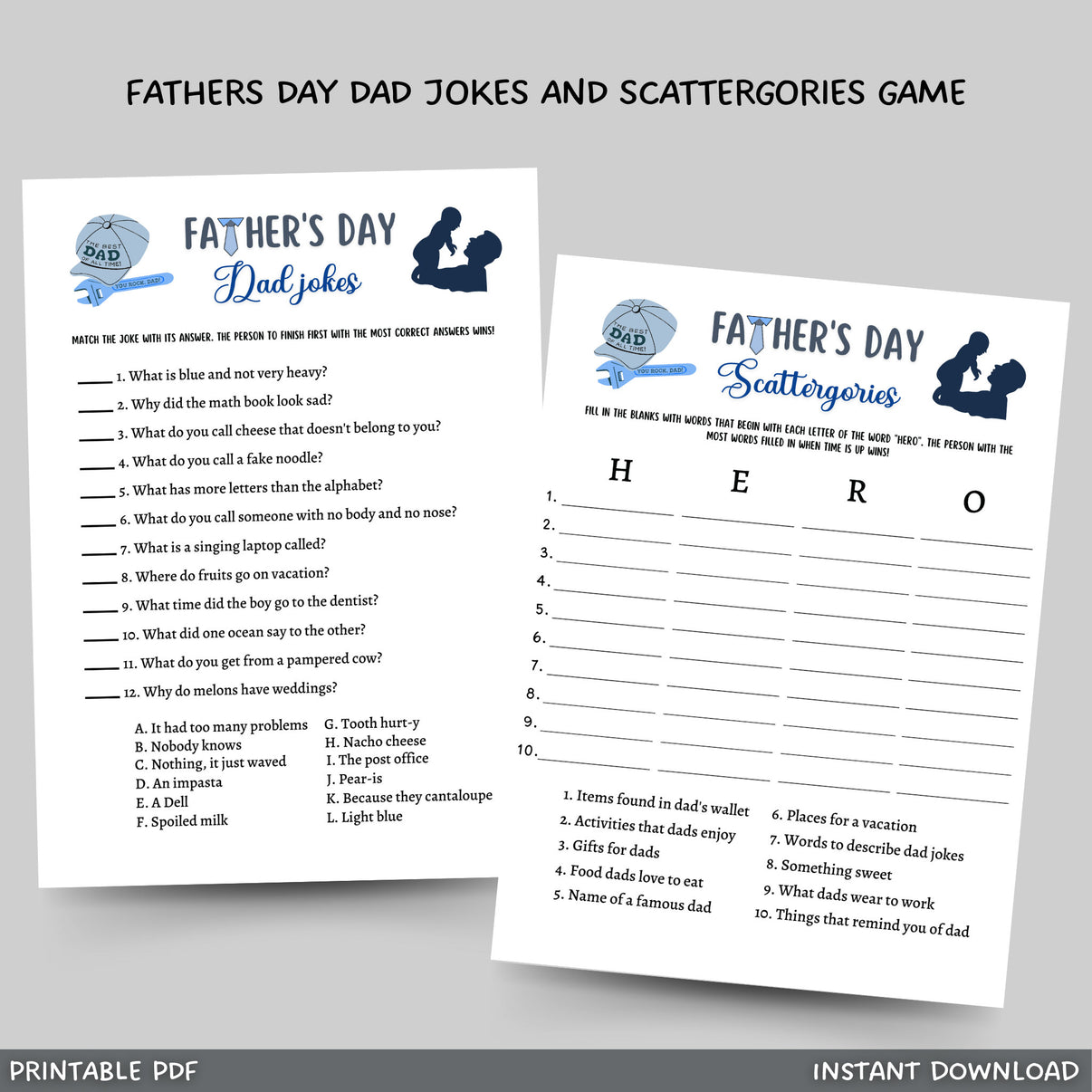 Father's Day Dad Jokes & Scattergories Game for Kids & Adults ...