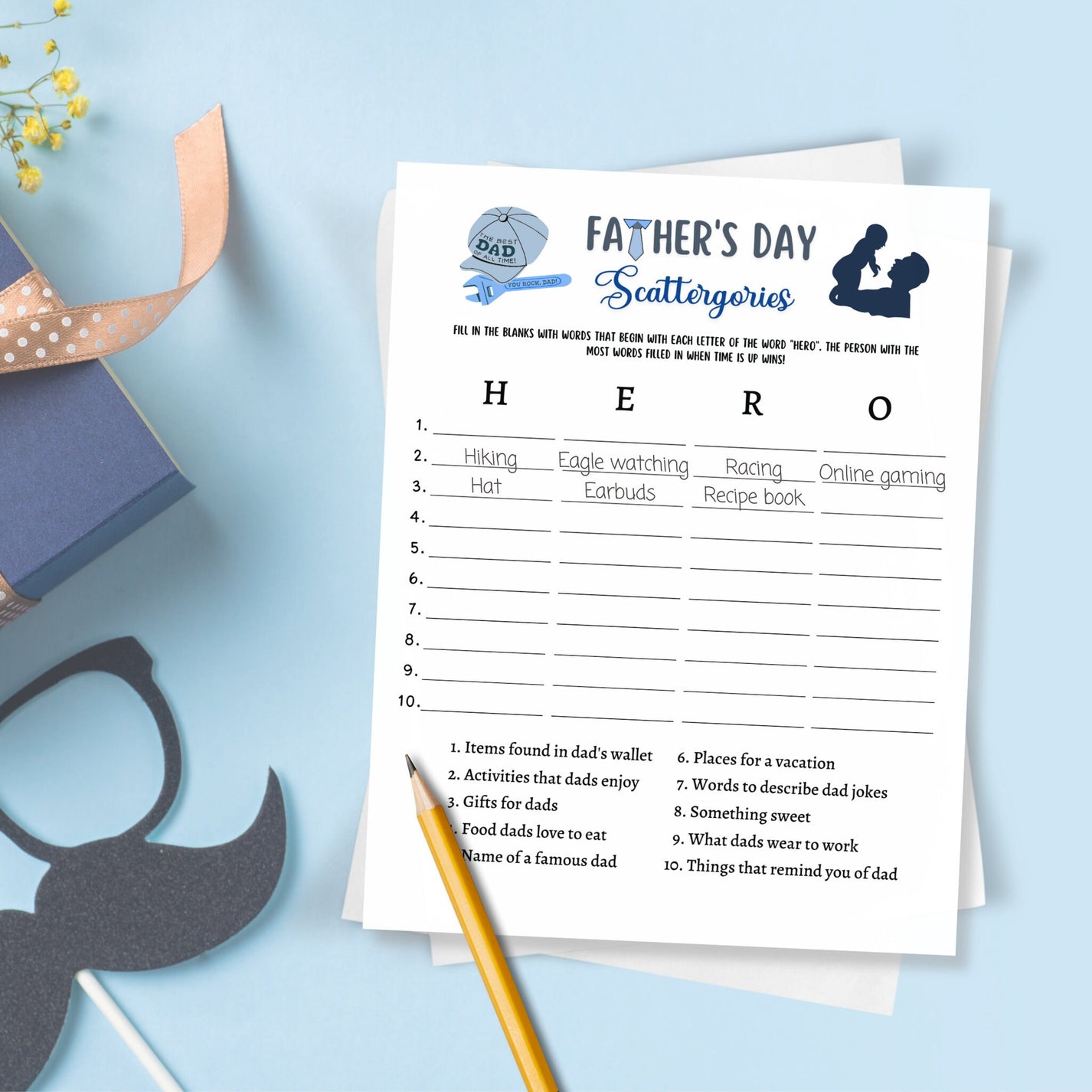 Fathers Day Game Bundle Kids & Adults, Party Activity Ideas – Scribbled LLC