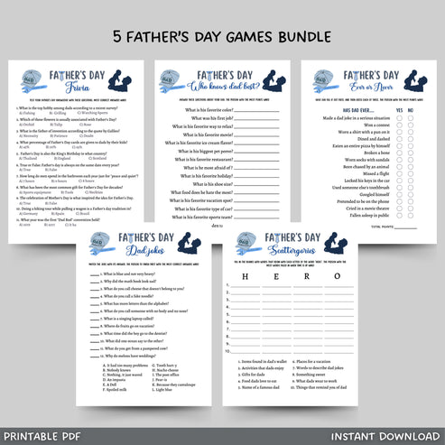 Fathers Day Game Bundle Kids & Adults, Party Activity Ideas – Scribbled LLC