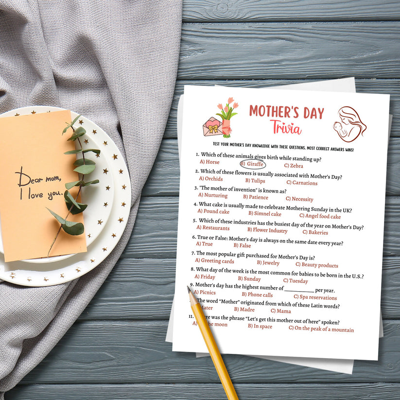 Mother's Day Trivia Game, Party Activity Idea Kids & Adults – Scribbled LLC