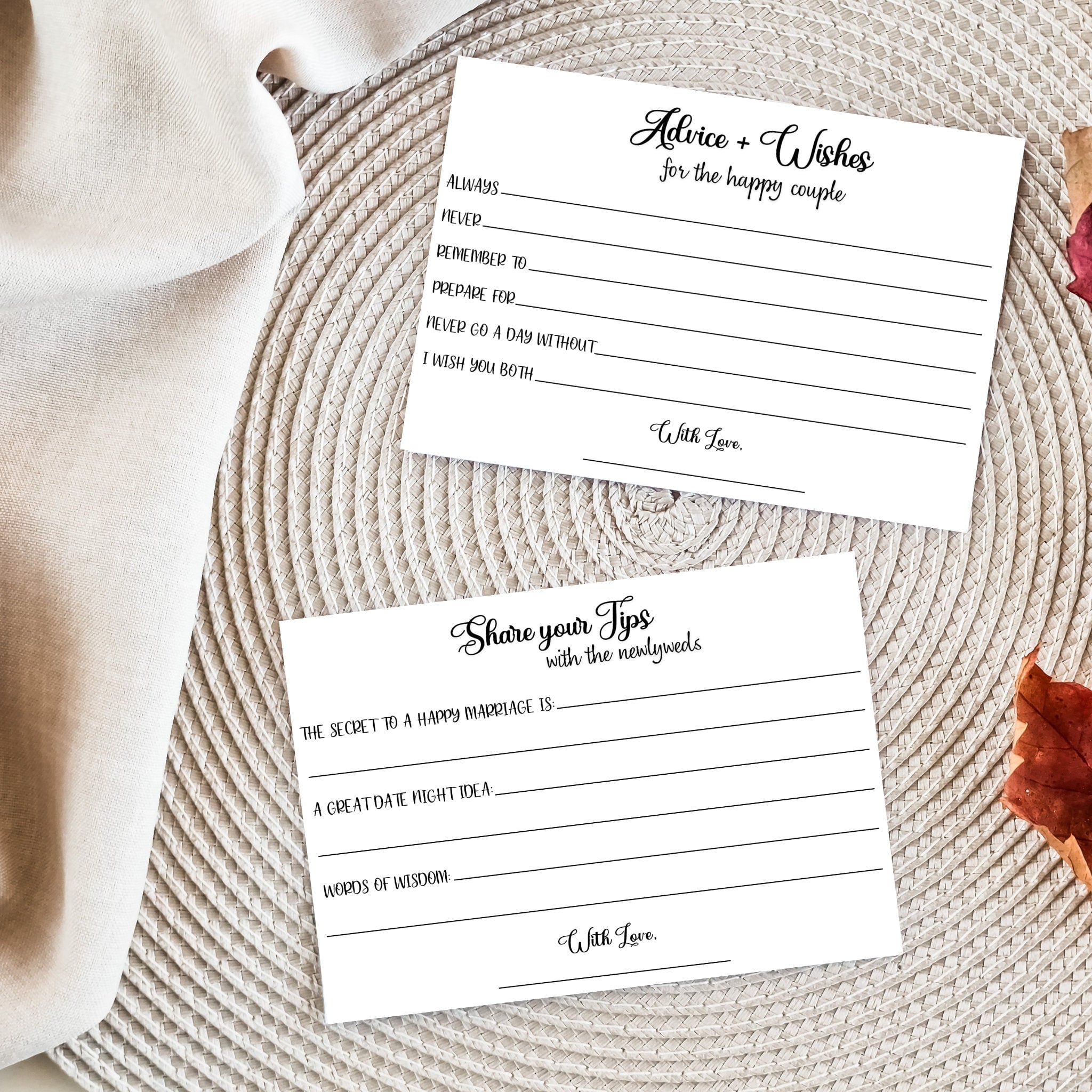Wedding Advice Bride & Groom Well Wishes Cards Printable – Scribbled LLC