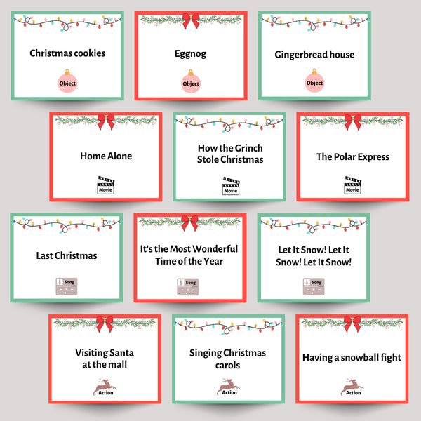Christmas Charades Game Printable, Holiday Party Activity for Adults ...