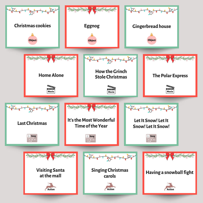Christmas Charades Game Printable, Holiday Party Activity for Adults ...