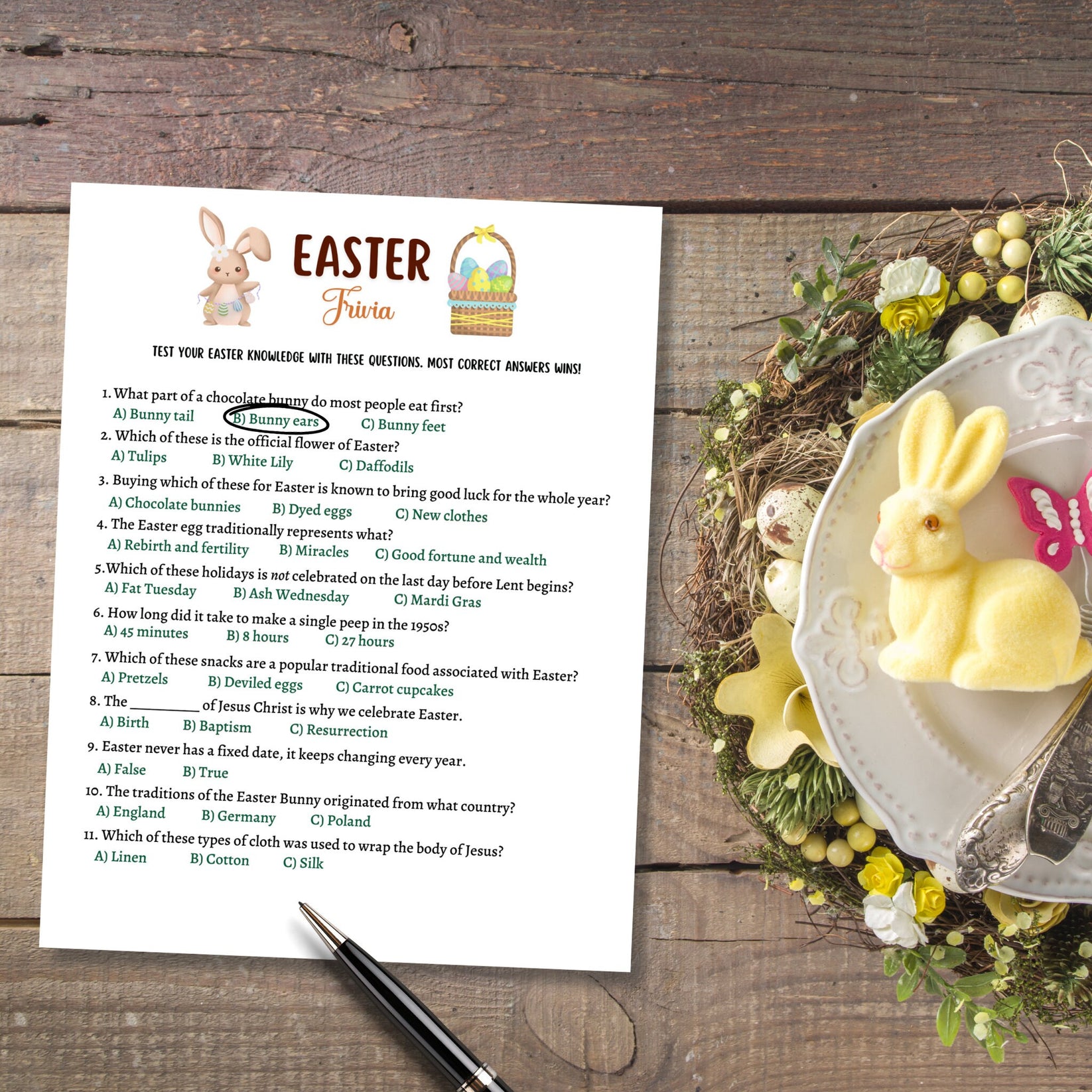 Easter Trivia Game Printable, Party Activity for Kids & Adults ...