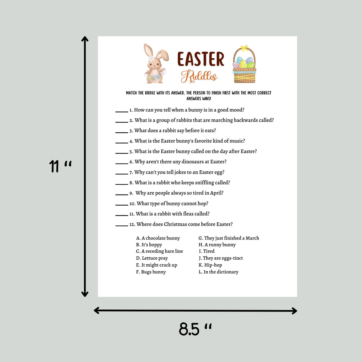 Easter Riddle Me This Game Printable, Party Activity for Kids & Adults ...
