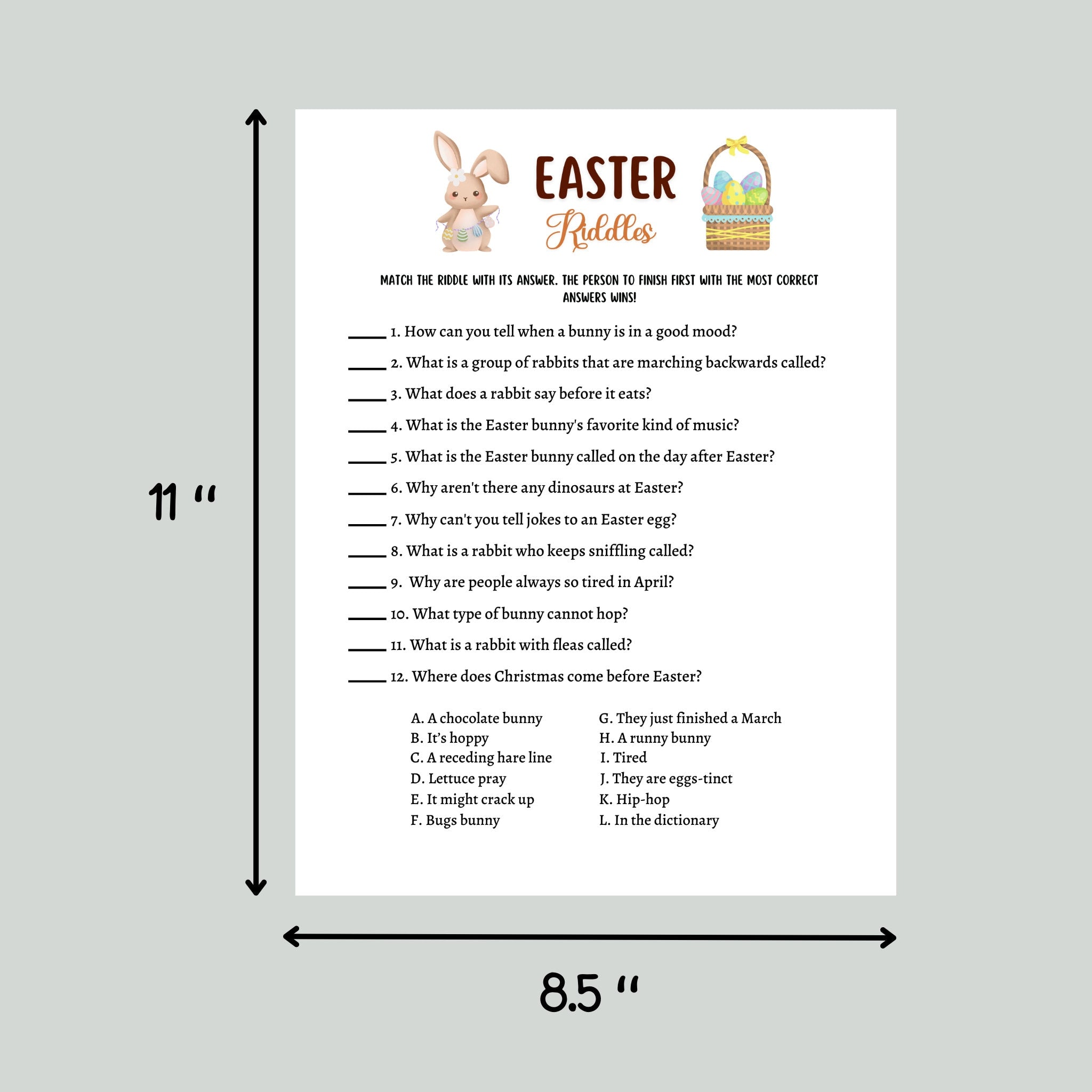 Easter Riddle Me This Game Printable, Party Activity for Kids & Adults ...