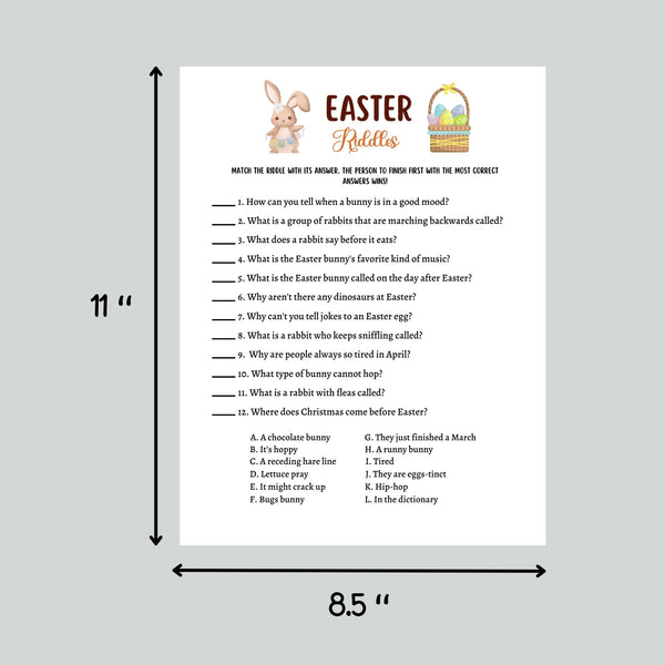 Easter Riddle Me This Game Printable, Party Activity for Kids & Adults ...