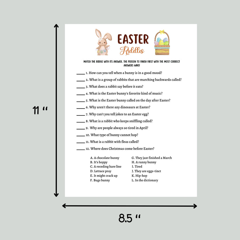 Easter Riddle Me This Game Printable, Party Activity for Kids & Adults ...