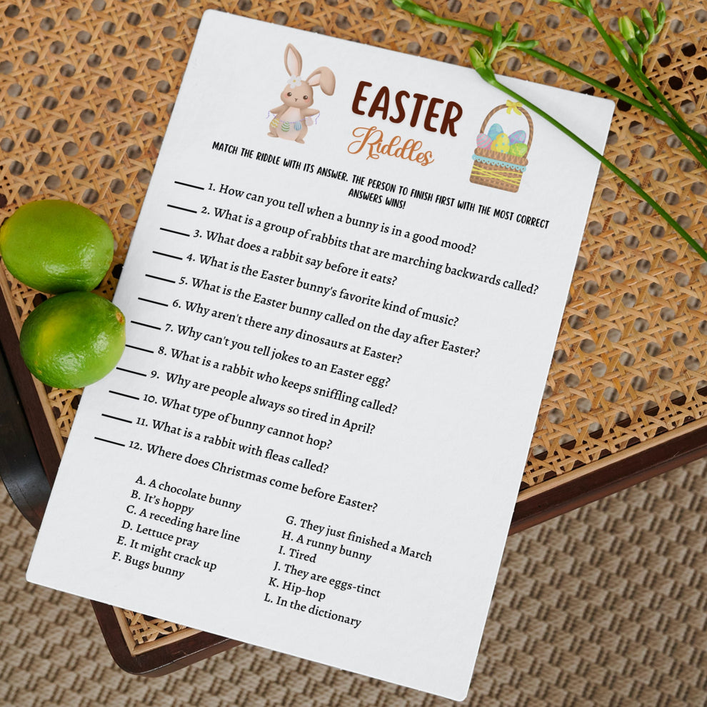 Easter Riddle Me This Game Printable, Party Activity for Kids & Adults ...
