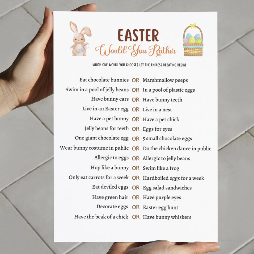 Easter Would You Rather Game Printable, This or That Party Activity ...
