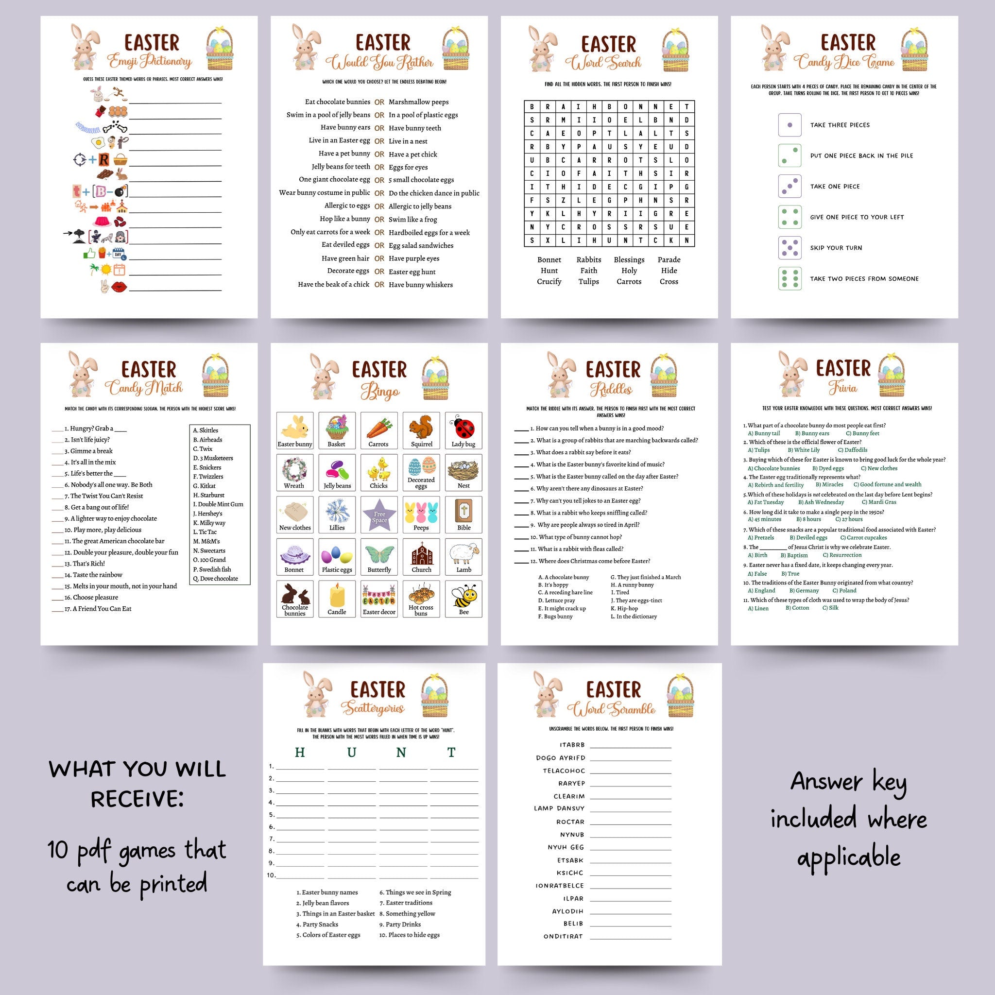 Easter Party Games Printable, Easter Activity Ideas for Kids & Adults ...