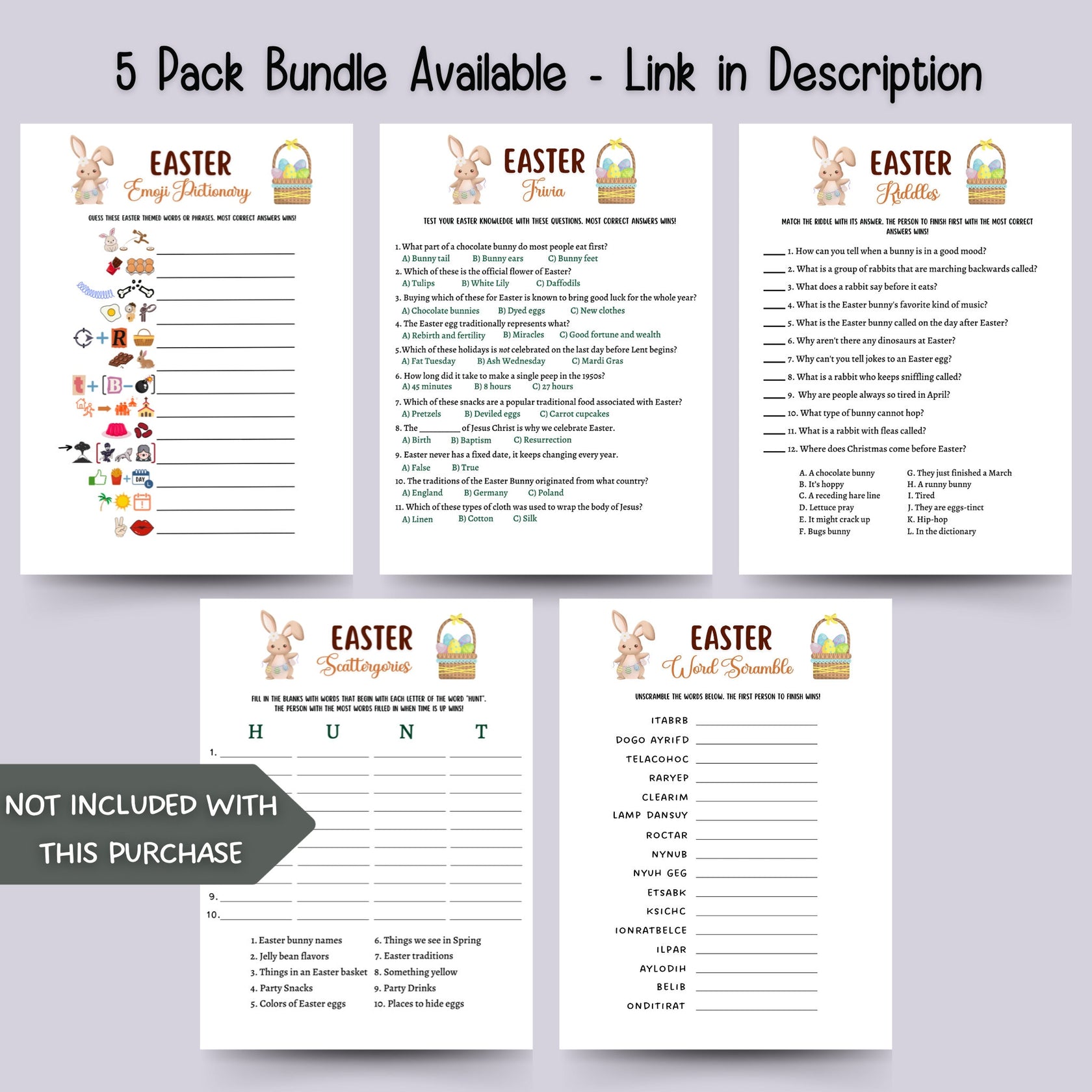 Easter Scattergories Game Printable, Party Activity for Kids & Adults ...