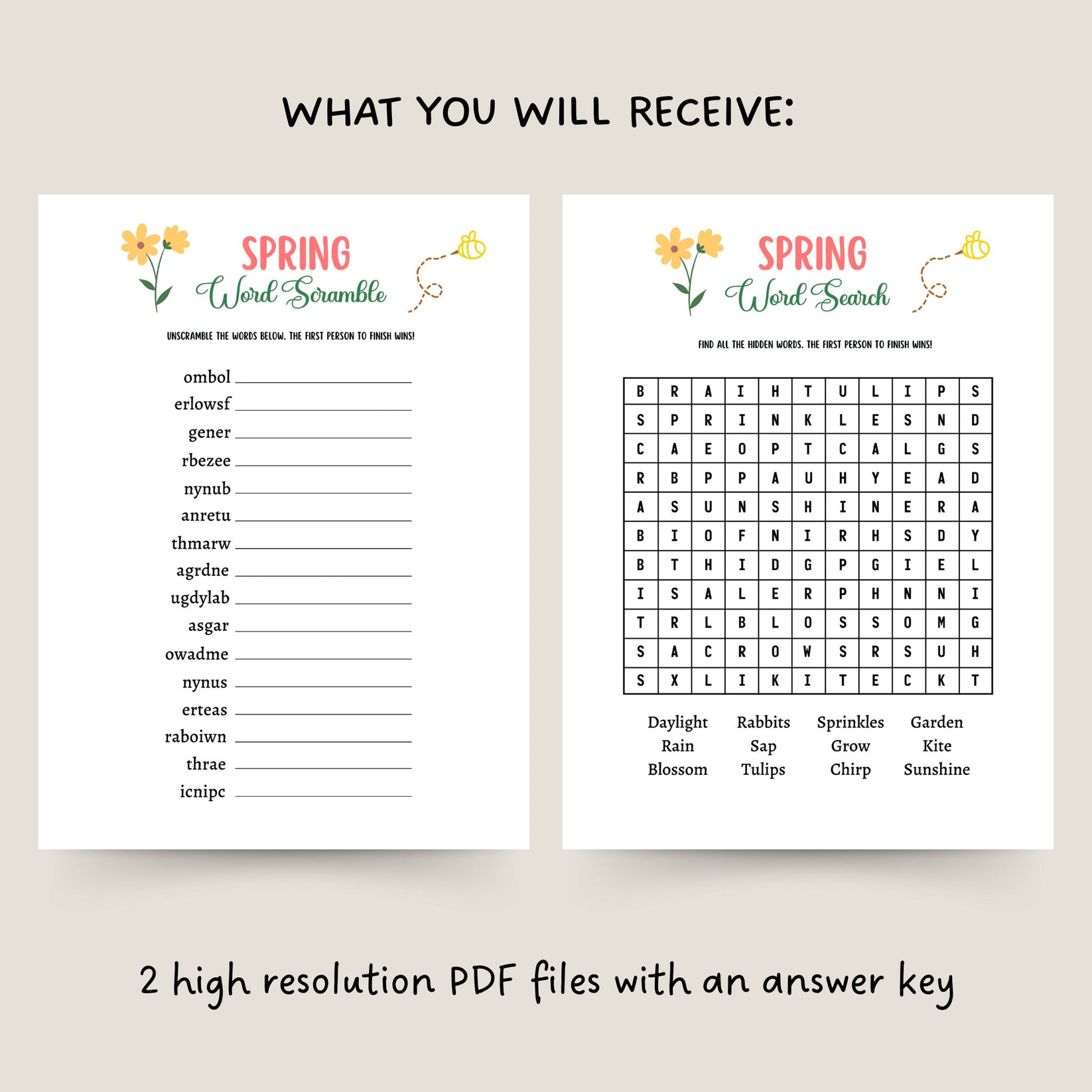 Spring Word Search Party Game Printable, Springtime Activity for Adult ...