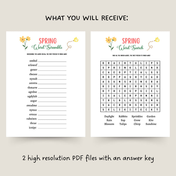Spring Word Search Party Game Printable, Springtime Activity for Adult ...