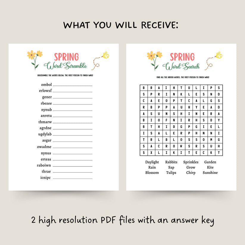 Spring Word Search Party Game Printable, Springtime Activity for Adult ...
