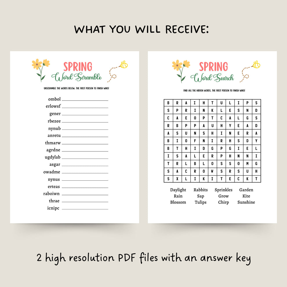Spring Word Search Party Game Printable, Springtime Activity for Adult ...