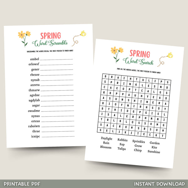 Spring Word Search Party Game Printable, Springtime Activity for Adult ...