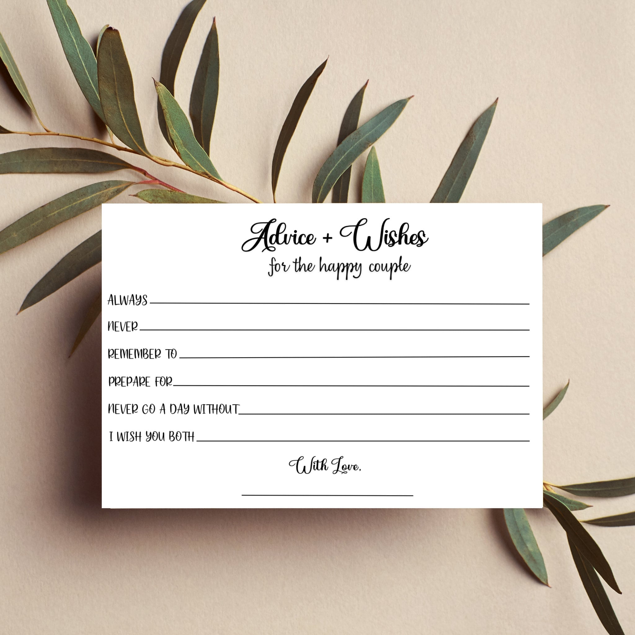 Wedding Advice Bride & Groom Well Wishes Cards Printable – Scribbled LLC