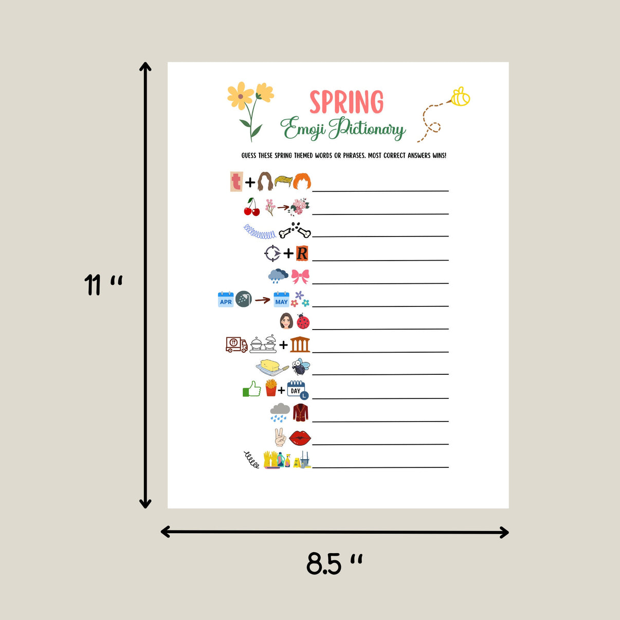 Spring Emoji Pictionary Party Game Printable, Springtime Activity for ...